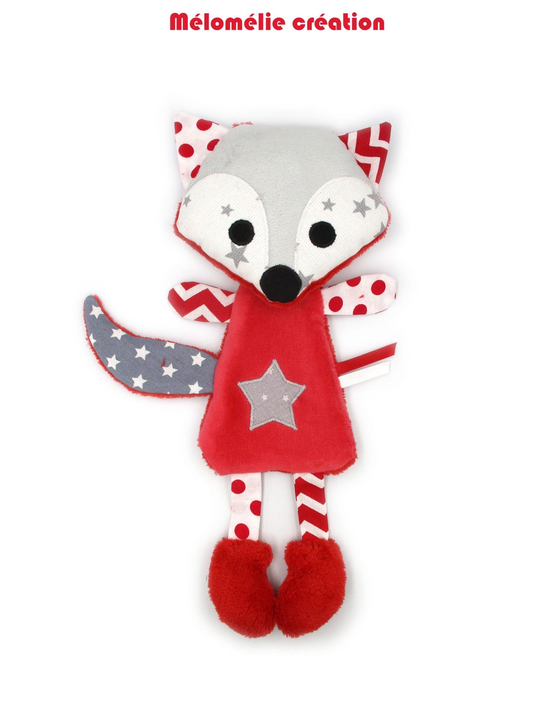Fox Comforter in Red, White, and Grey Minky and Cotton, an Original and ...
