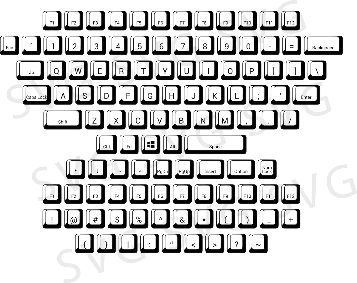 Keyboard SVG PDF PNG & Ai Vector Cut Files Digital Download Bundle ...