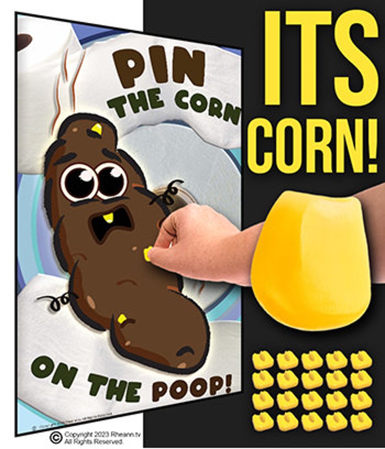 Pin the Corn on the Poop. Hilarious Party Games! Perfect for Christmas ...
