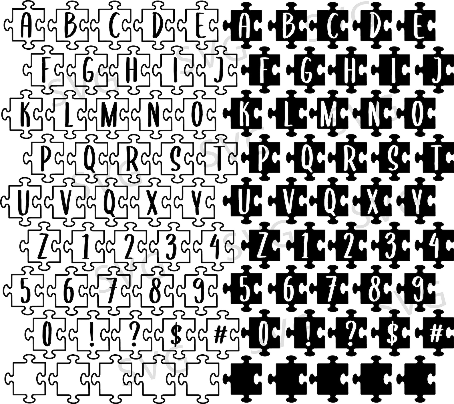 Puzzle Piece Letters SVG, PNG and Ai Digital Download. Great for Shirts ...