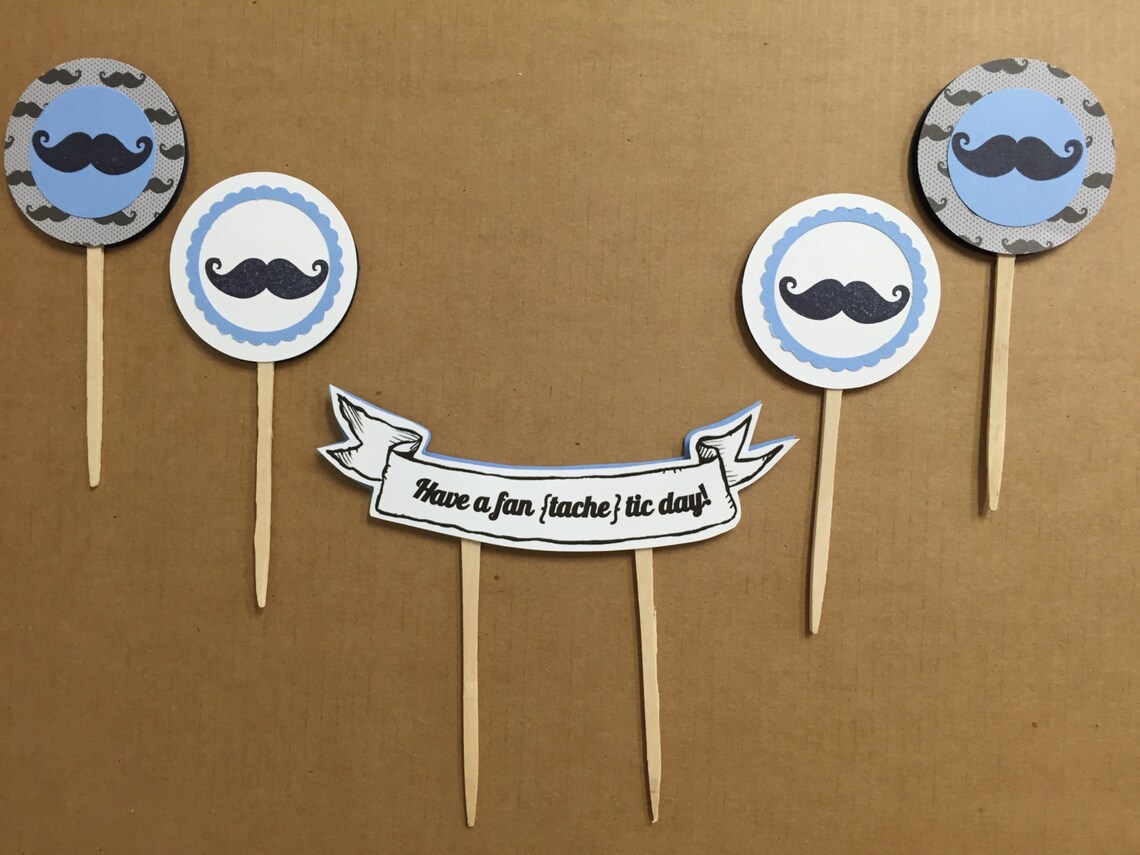 Mustache Cupcake Toppers / Mustache Cake Toppers - Etsy