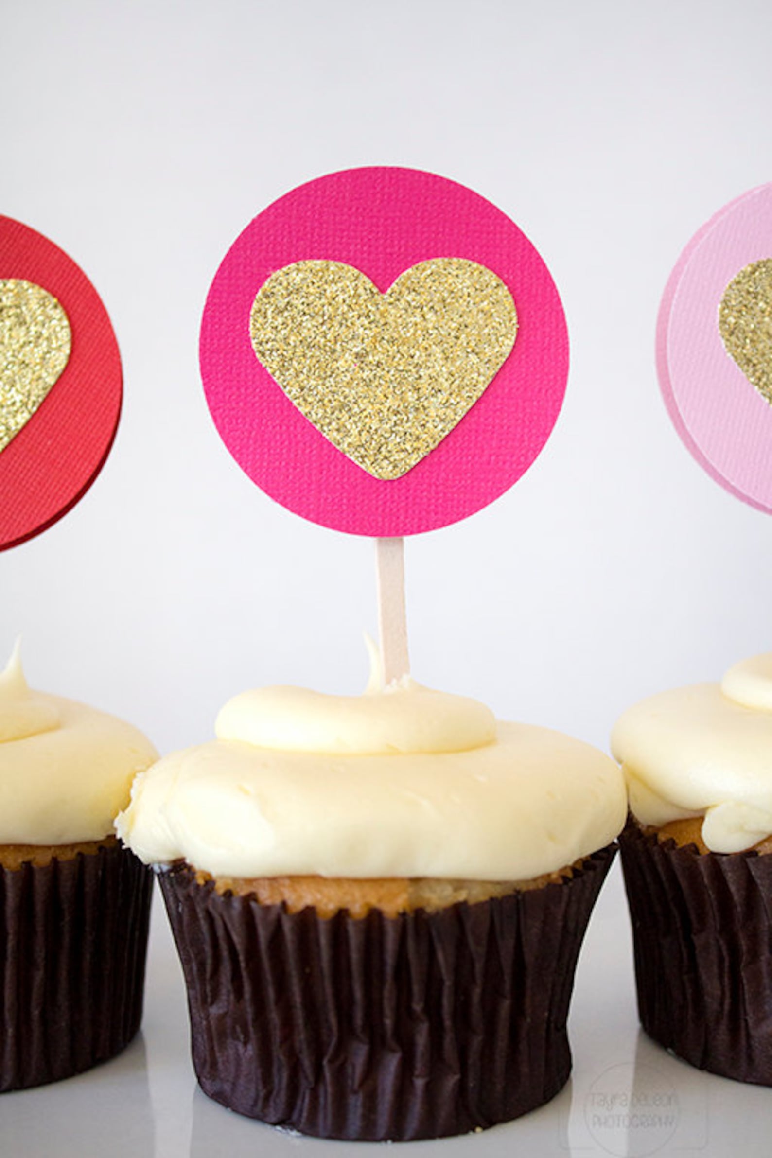 Heart Cupcake Toppers / Heart Cake Toppers / Gold Heart - Etsy