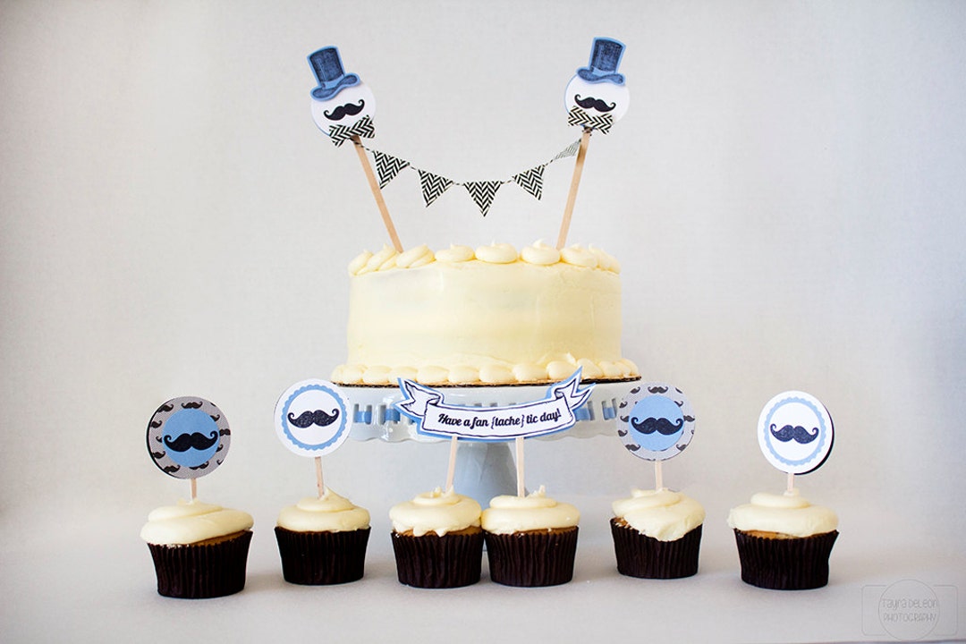 Mustache Cupcake Toppers / Mustache Cake Toppers - Etsy