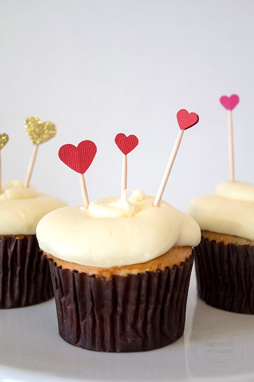 Mini Heart Cupcake Toppers / Mini Heart Cake Toppers / Valentine ...