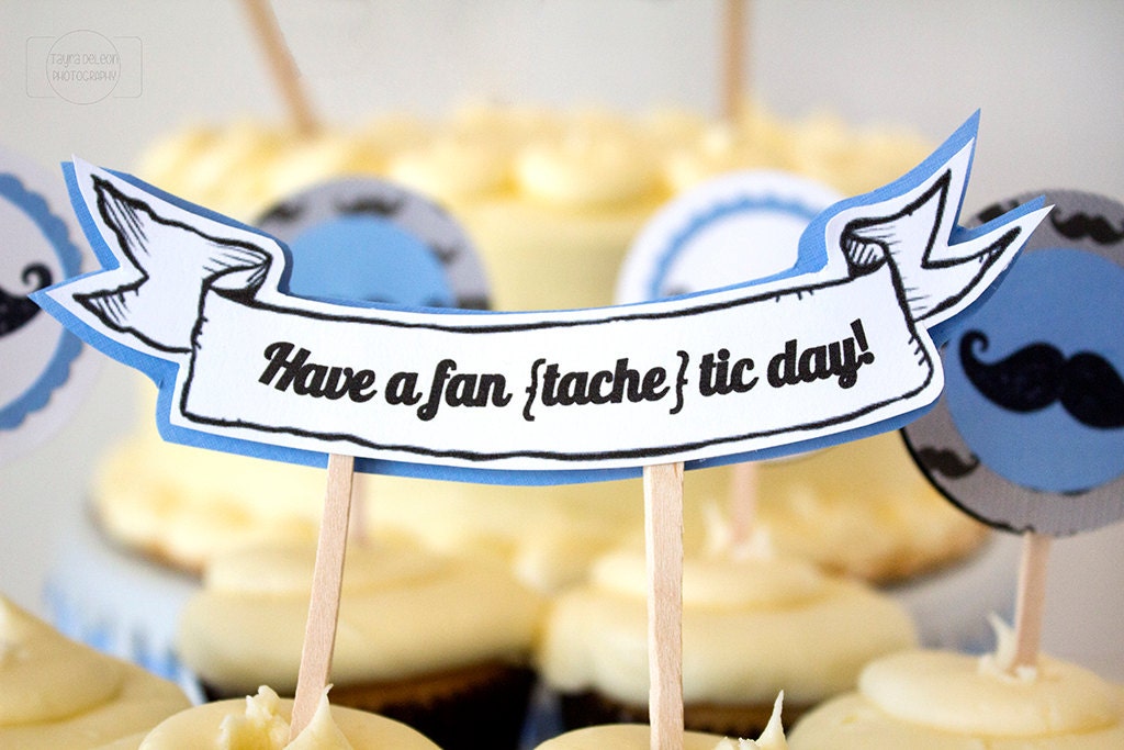 Mustache Cupcake Toppers / Mustache Cake Toppers - Etsy