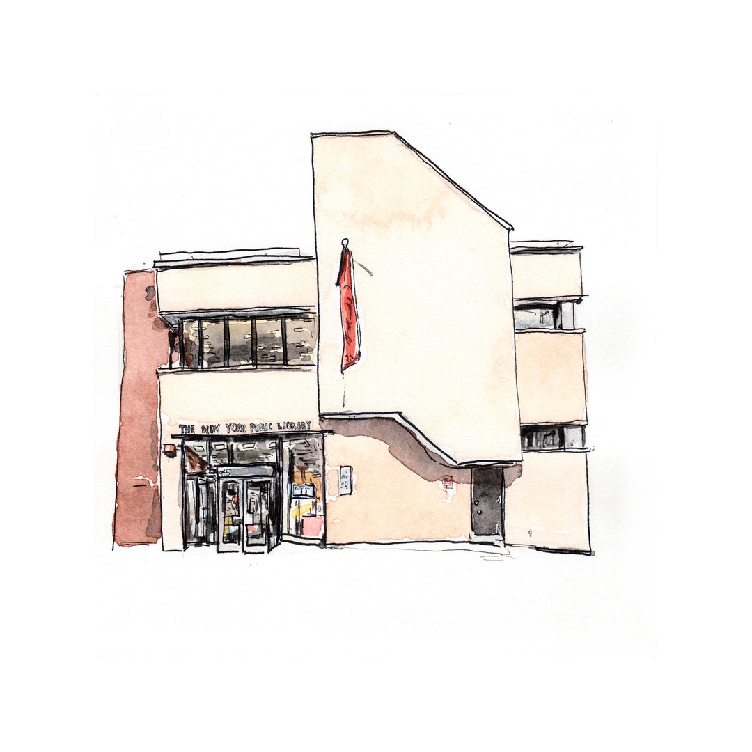 Kips Bay Library - NYPL - Archival Print of Watercolor Painting - Etsy