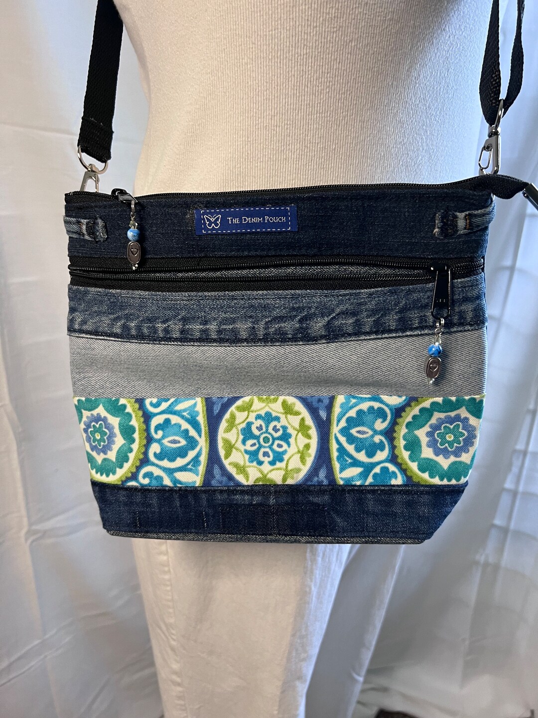 Double Zipper Denim Crossbody Bag - Etsy