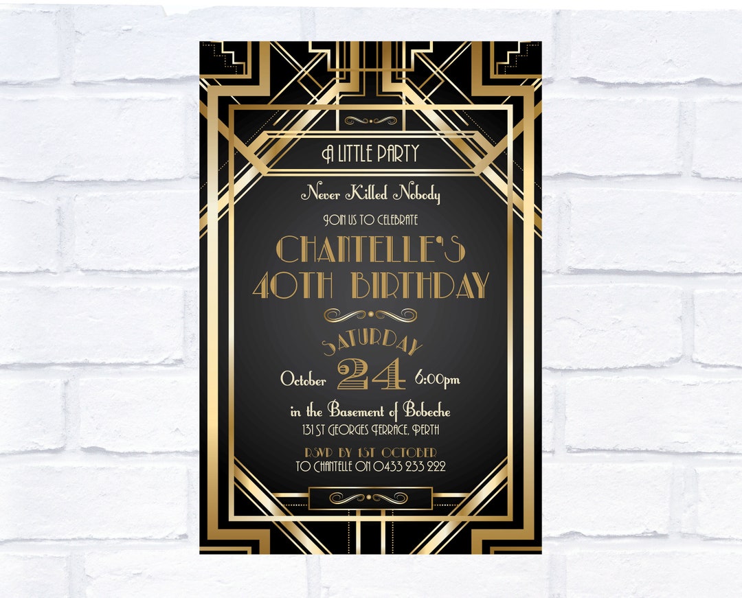ANY AGE Great Gasby Invitation, Digital Invitation, Print Yourself - Etsy