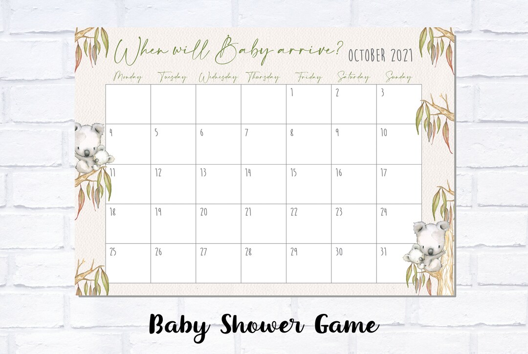 Aussie Baby Shower A3 Kalender raten, selber ausdrucken - Etsy Österreich