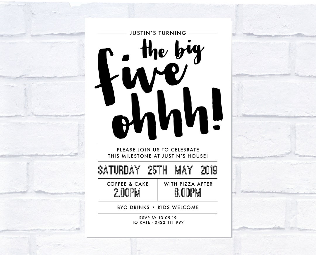 Big Five Ohhh Invitation, Digital Invitation, Print Yourself - Etsy