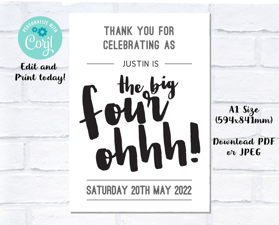 Editable ANY AGE Big Ohhh A1 Welcome Sign - Etsy