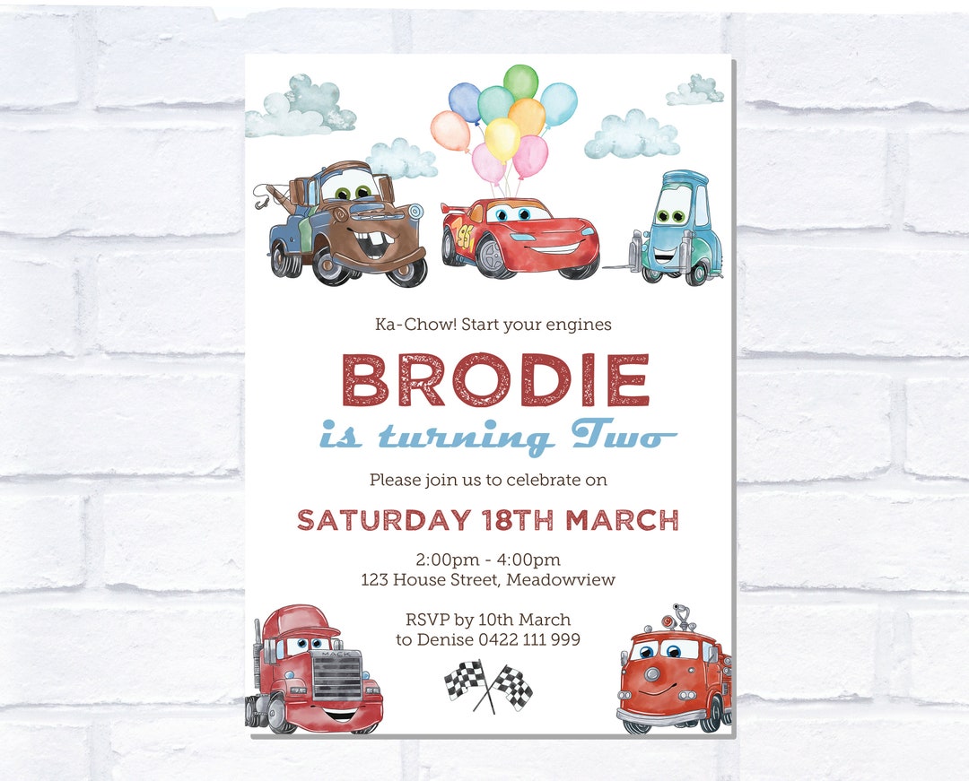ANY AGE Car Birthday Invitation, Digital Invitation, Print Yourself - Etsy