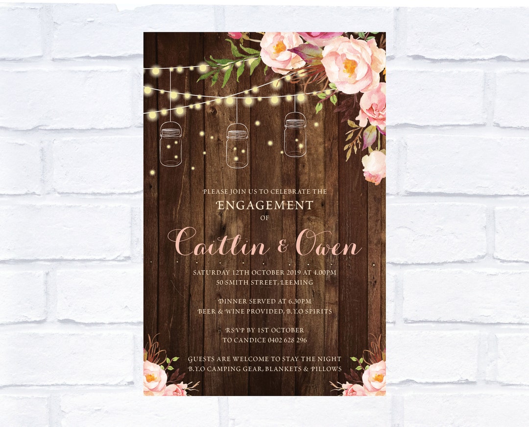 ANY EVENT Rustic Fairy Light Invitation, Digital Invitation, Print ...