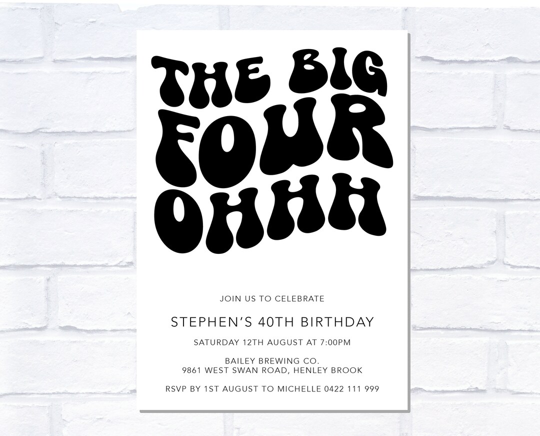 Big Four Ohhh Wave Birthday Invitation, Digital Invitation, Print ...