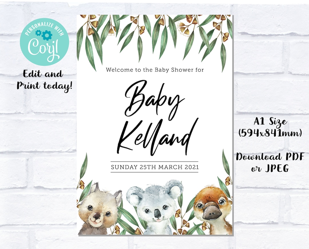 Editable A1 Aussie Gum Leaf Welcome Sign - Etsy Australia