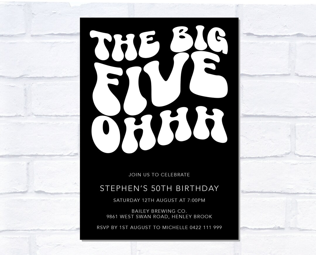Big Five Ohhh Dark Wave Birthday Invitation, Digital Invitation, Print ...