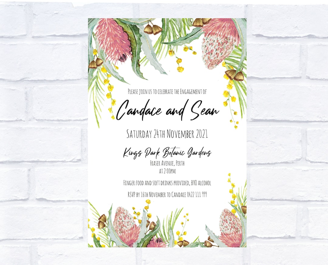ANY EVENT Aussie Flora Engagement Invitation, Digital Invitation, Print ...