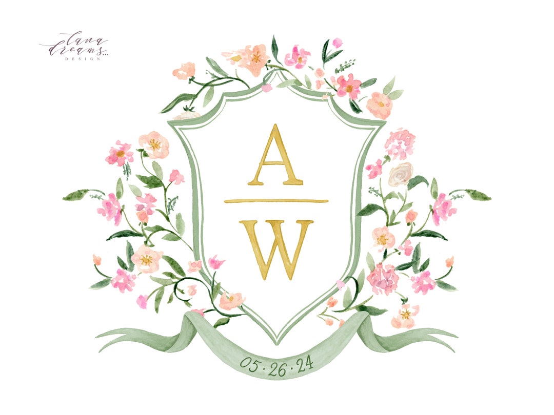 Custom Elegant Crest | Digital Only | Watercolor | Hand Painted ...