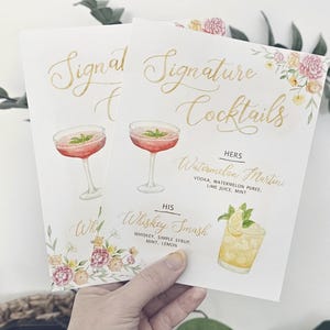 Custom Signature Drink Sign | Digital Only | Cocktails Poster | Bar ...