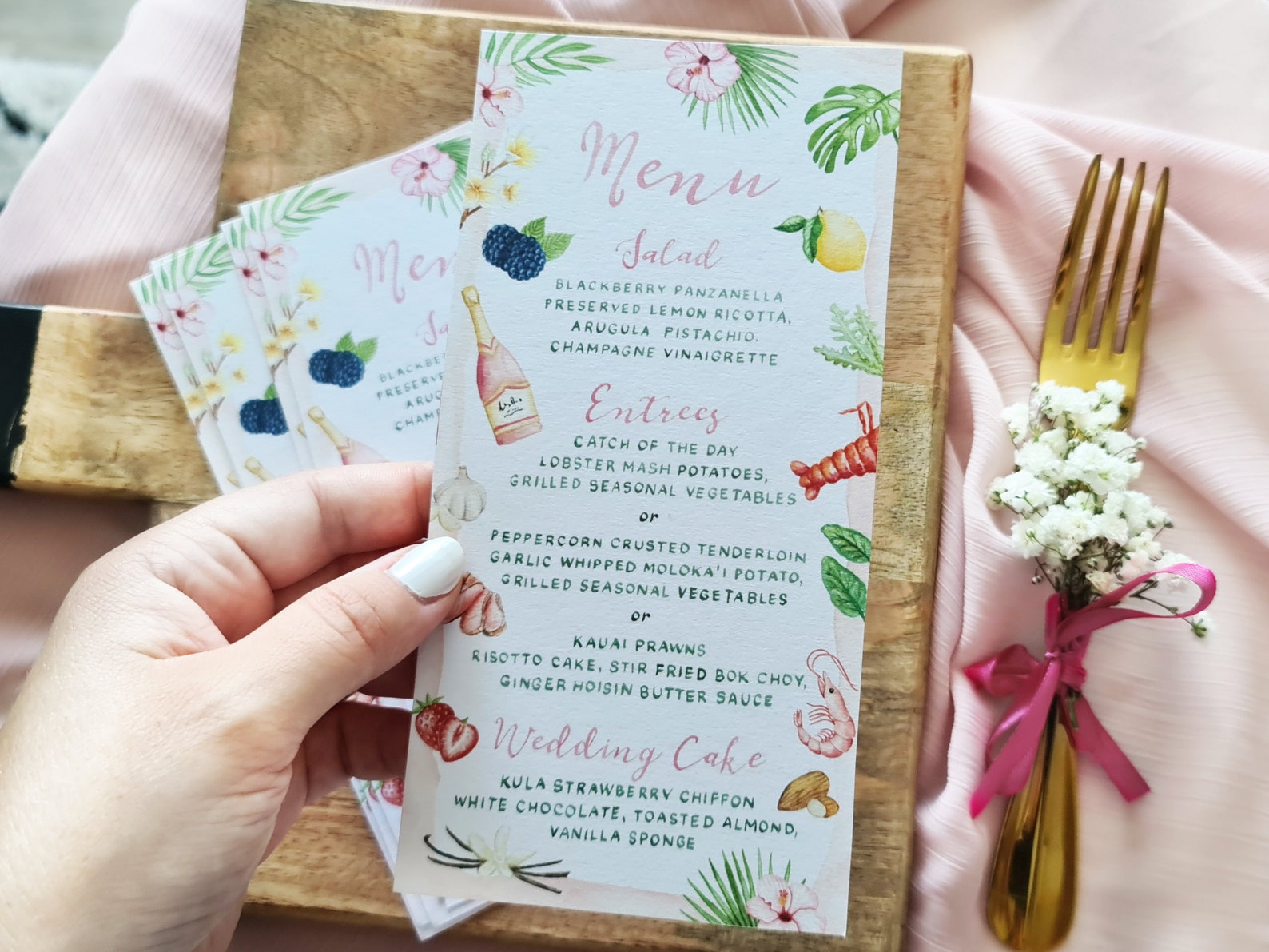 Custom Watercolor Wedding Menu Digital Only - Etsy