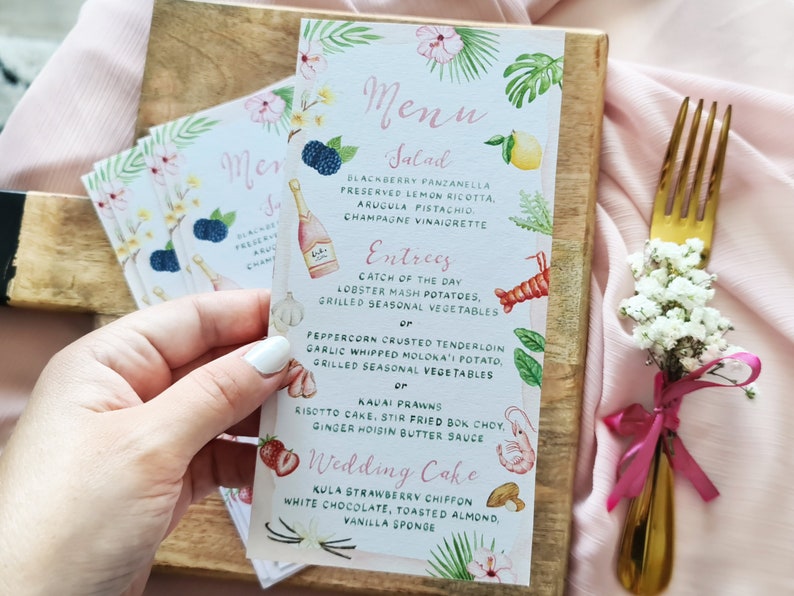 Custom Watercolor Wedding Menu Digital Only - Etsy