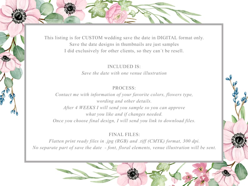Custom Save the Date Card | Watercolor Venue Illustration Wedding ...