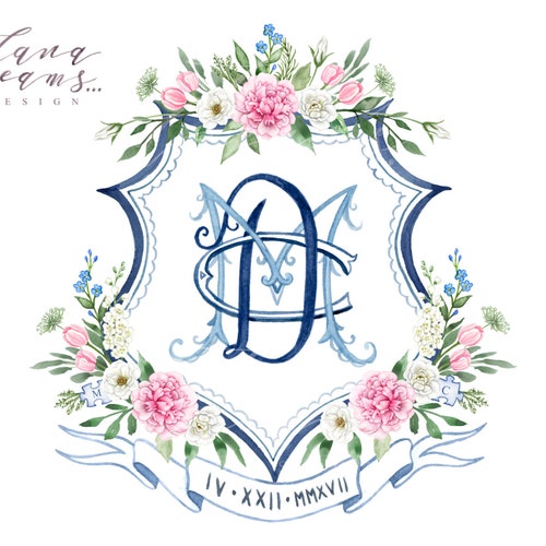 Custom Watercolor Crest Digital Only - Etsy