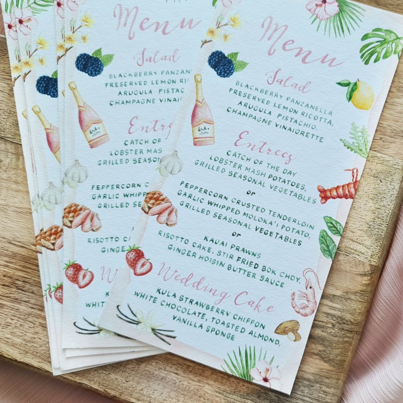 Watercolor Wedding Menu - Etsy