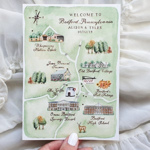 Custom Watercolor Wedding Map, Handpainted With Real Watercolors ...