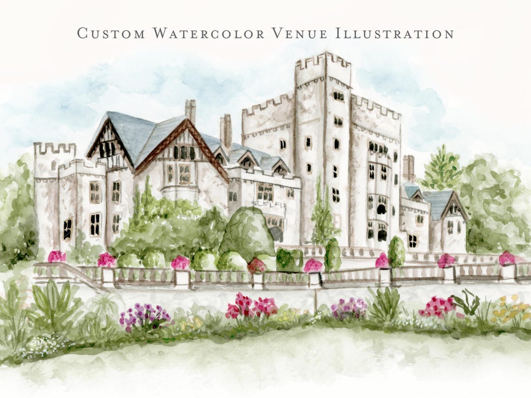 Custom Wedding Venue Illustration, Hand Painted Castle, Painting ...