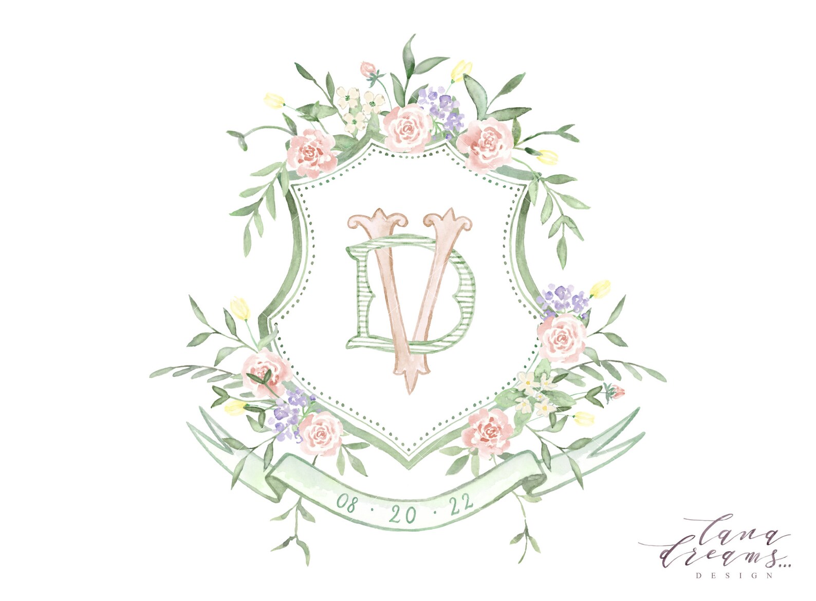 Custom Watercolor Crest Digital Only - Etsy