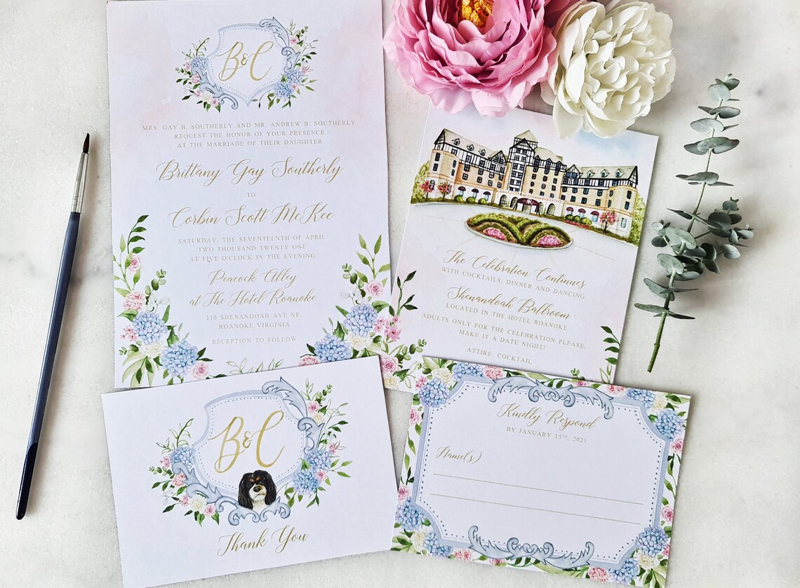 Custom Wedding Suite Digital Only Invitation With Crest | Etsy