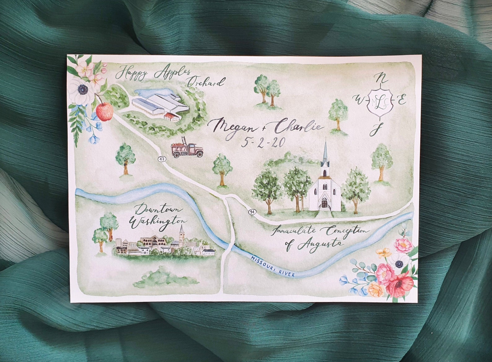 Custom Watercolor Map Digital Only Hand Painted Map | Etsy