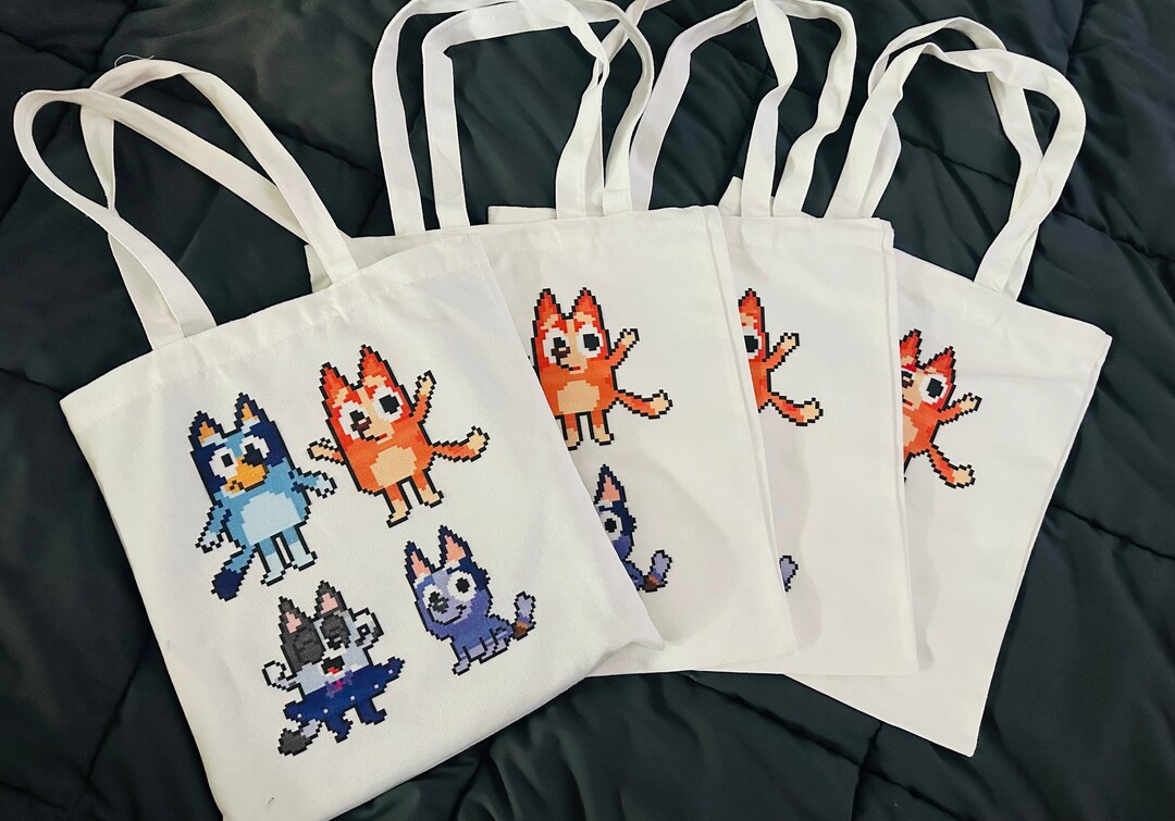 Pixel Art Bluey Girls Tote Bag - Etsy