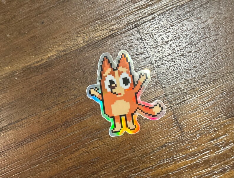 Holographic Bluey Pixel Art Stickers - Etsy