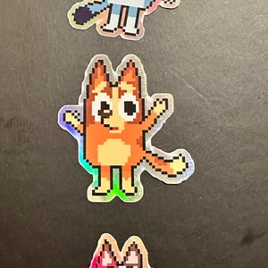 Holographic Bluey Pixel Art Stickers - Etsy