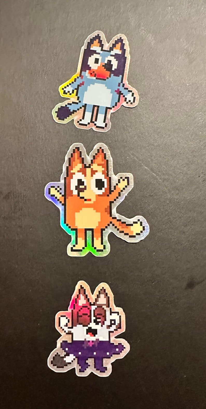 Holographic Bluey Pixel Art Stickers - Etsy UK