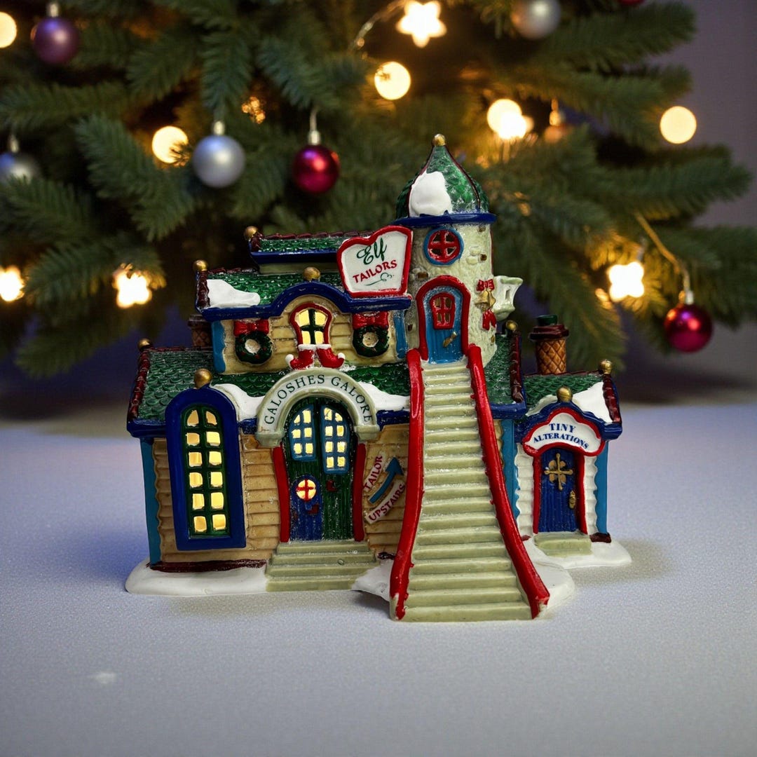 Lemax Elf Tailor Galoshes Galore Lighted Christmas Building (damaged ...