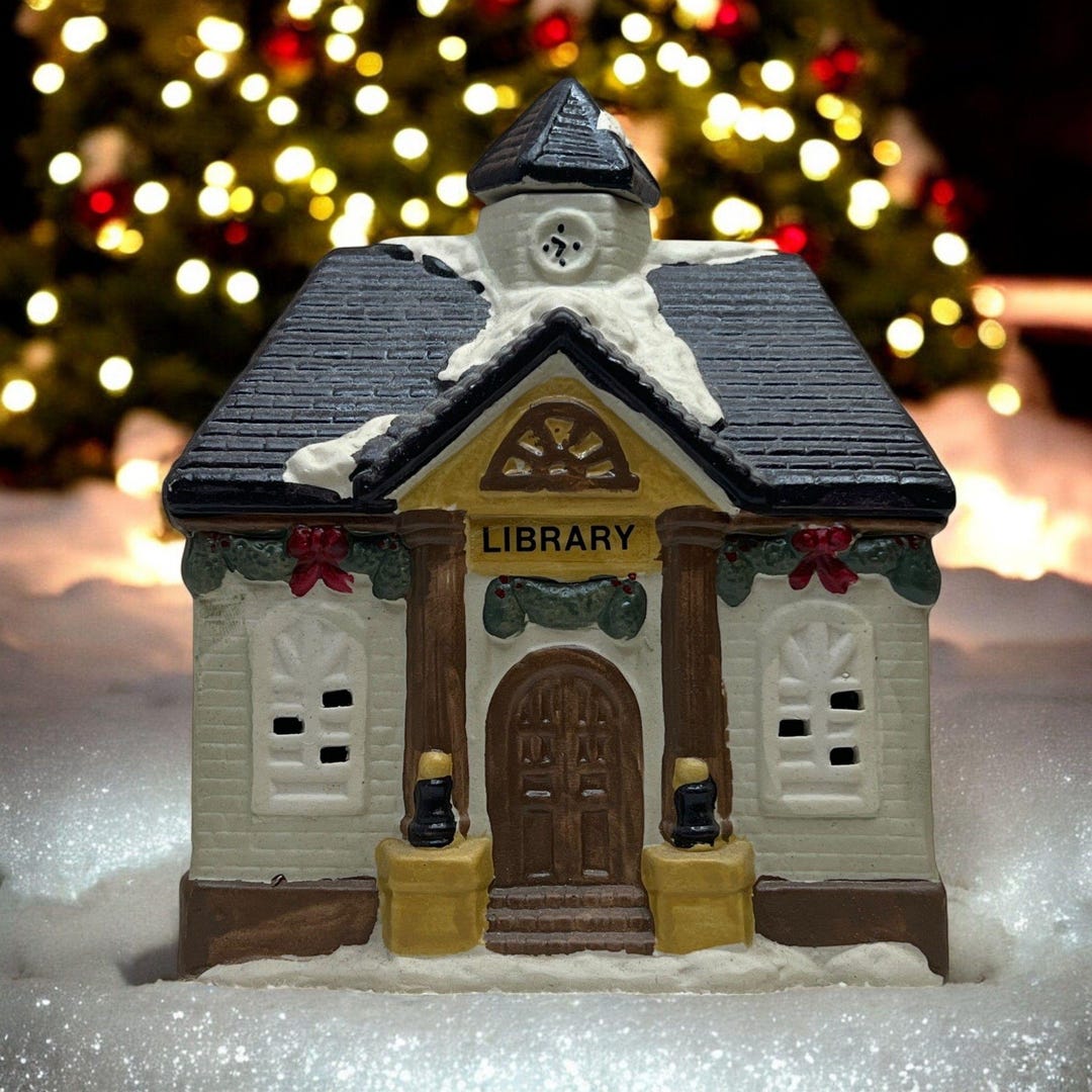 Winter Village Library, Christmas Village Accessory From 1990s - Etsy