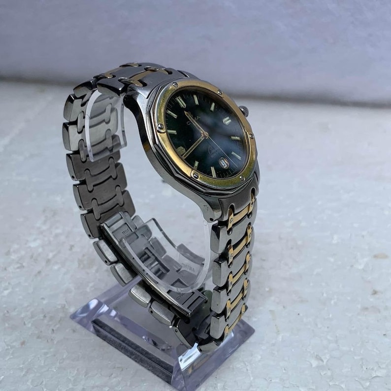 Cyma Oceana 18K GP Black Luminous Dial Swiss Quartz Men's - Etsy