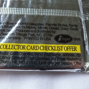 Vintage DISNEY Collector Cards Pack From 1991, Yellow, Walt Disney ...