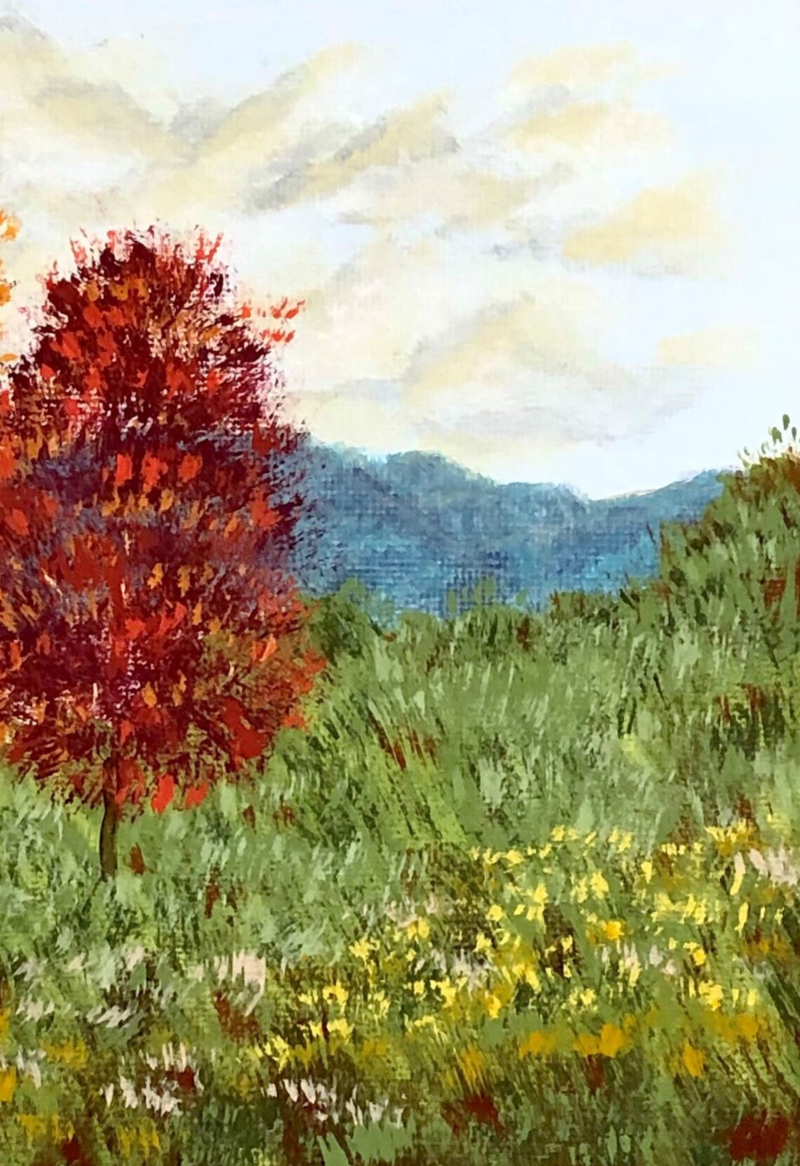 Fall Fields Original Acrylic Painting 6 x 6 Handmade Artist | Etsy