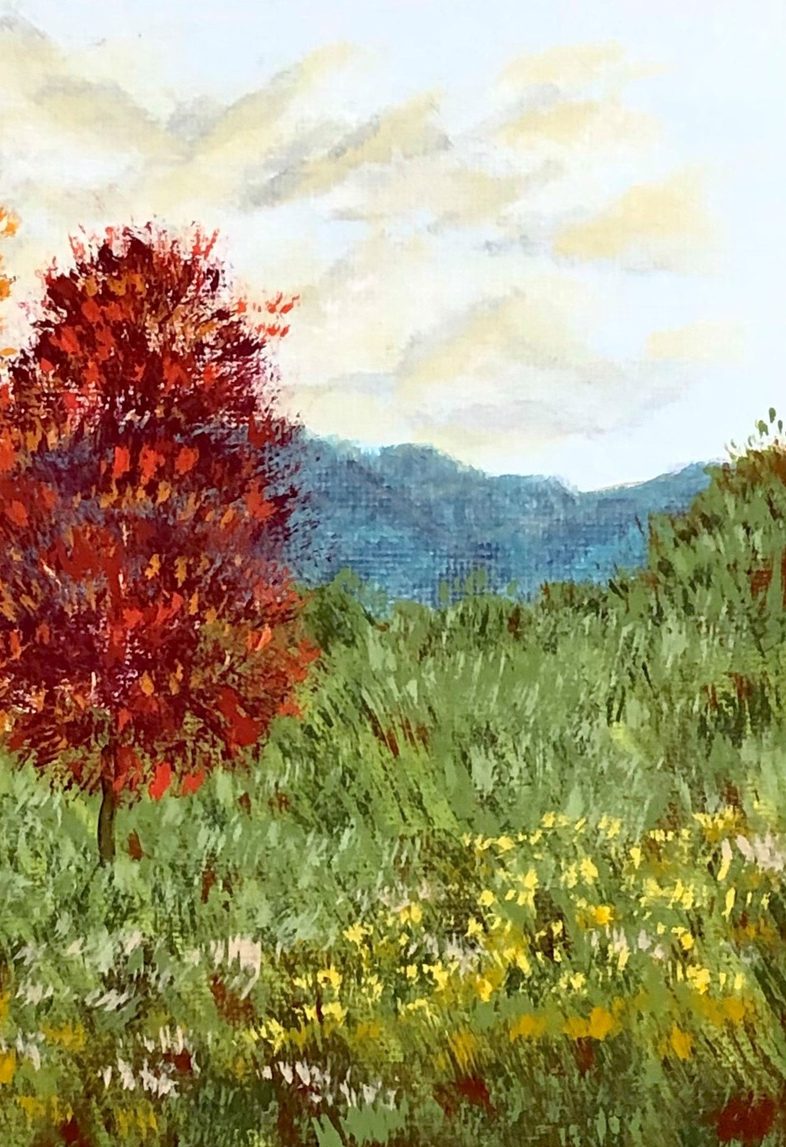 Fall Fields Original Acrylic Painting 6 x 6 Handmade Artist | Etsy