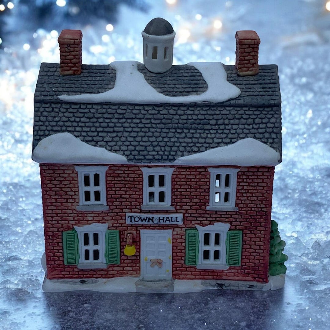 Dept 56 Brick Town Hall New England Village Christmas Building 1986 - Etsy