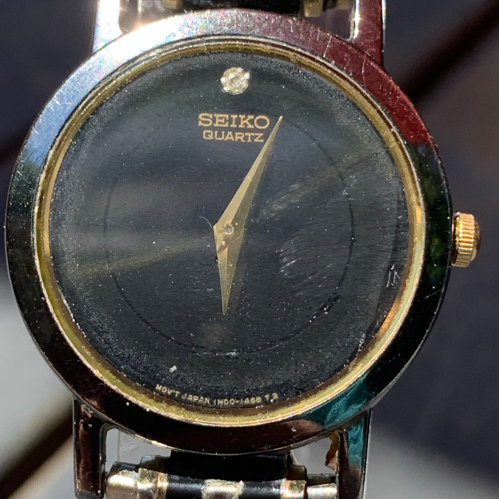 Women’s Seiko Quartz Watch 1N00-0C99 Black Dial, Stainless Steel Band ...