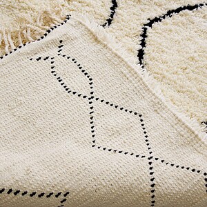 Authentic Moroccan Hand-knotted Berber Rug With Black Patterns, From ...