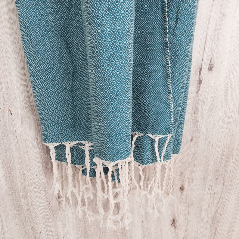 Turqoise Blue/black Moroccan Hammam Towels Thickest Cotton - Etsy