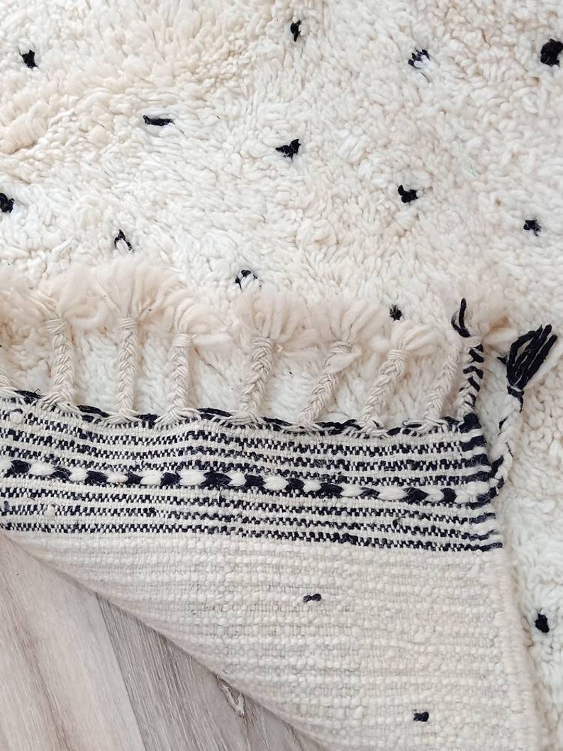Authentic Black Dotted Moroccan Rug - Beni Ourain Berber Rug - Floor ...