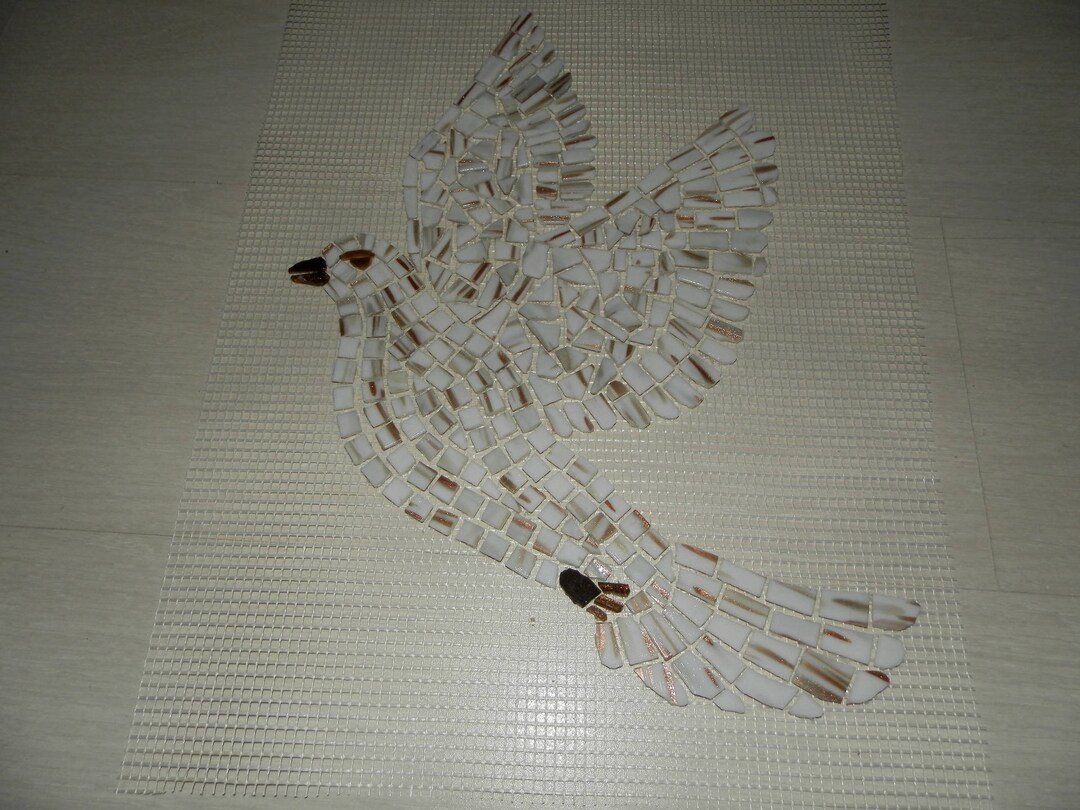 Large Mosaic Dove White and Brown Gemstone Glass Paste - Etsy