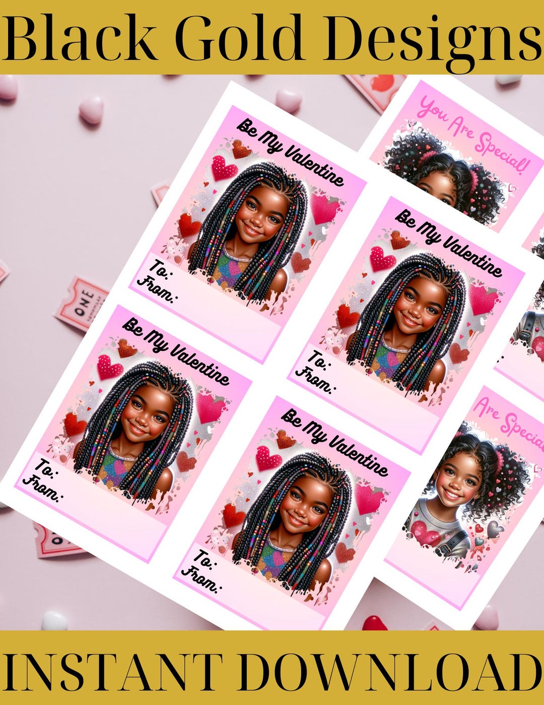Printable Valentine's Day Cards for African American Kids Pdf/african ...